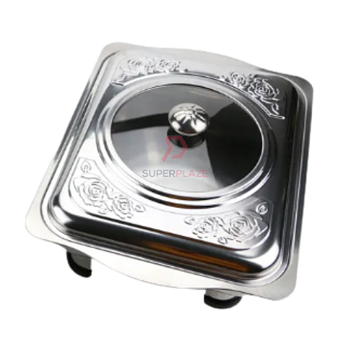 1 Set 35x27cm Curve Cut Embossed Lids Stainless Steel Buffet Set ...