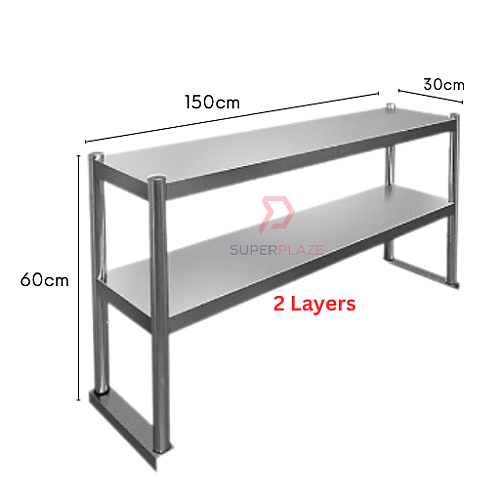 L150xW30xH60cm 2 Layers Heavy Duty Kitchen Overshelf Working Table ...