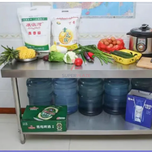 L100xW60xH80cm 2 Tiers Stainless Steel Kitchen Table Storage Heavy Duty ...