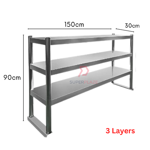 L150xW30xH90cm 3 Layers Heavy Duty Kitchen Overshelf Working Table ...