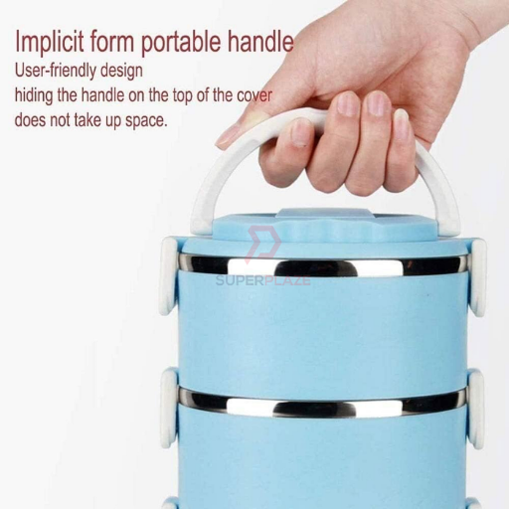 Blue 4 Tiers SUS304 Stainless Steel Portable Food Carrier Insulated ...