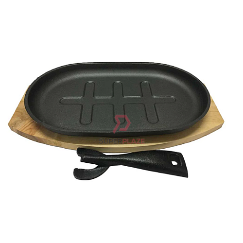 Black Coated Oval Szilling Hot Plate Sizziling Grill Hot Plate Tou Fu ...