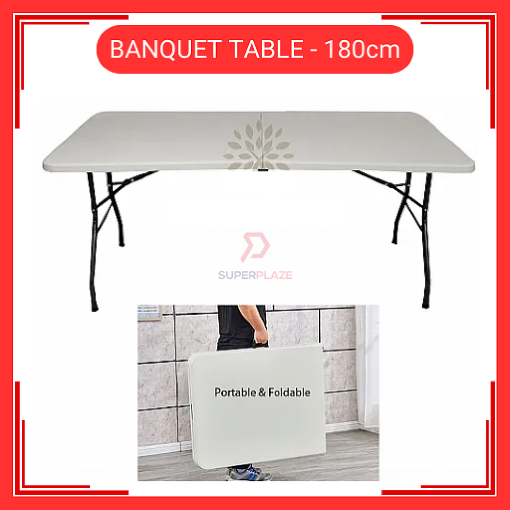 6 Kaki 6 Feet Foldable Banquet Table Event Catering Hall Buffet Folding ...