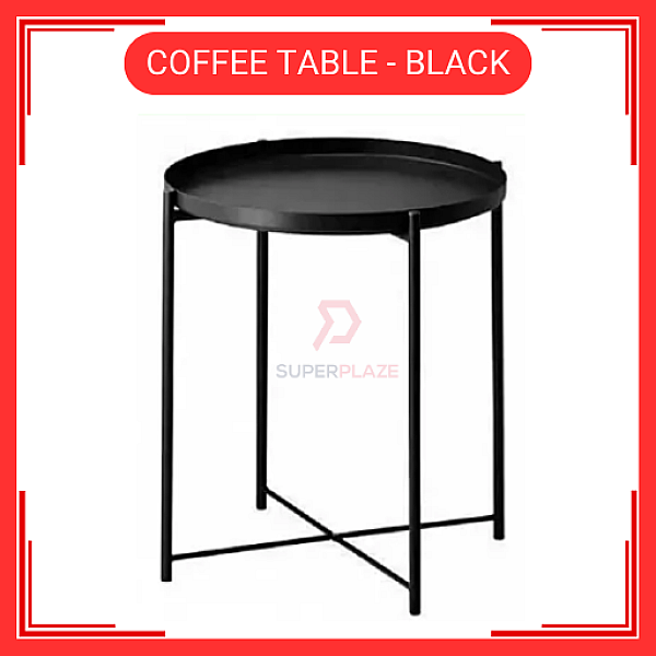 Black Coffee Table Side Table Meja Kopi Bulat Kecil Hitam