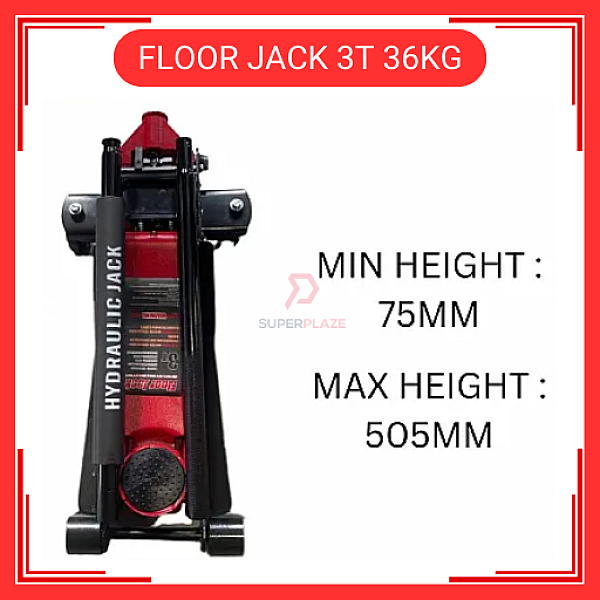 Floor Jack Low Profile 3T Double Pump 36KG Jek Tayar Kereta Low Profile ...