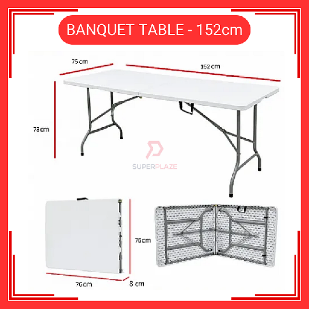 5 Kaki 5 Feet Foldable Banquet Table Event Catering Hall Buffet Folding ...