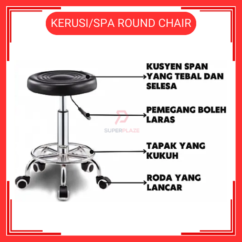 Kerusi Spa Kecantikan Hidraulik Kerusi Salon Boleh Laras Kerusi Beroda ...