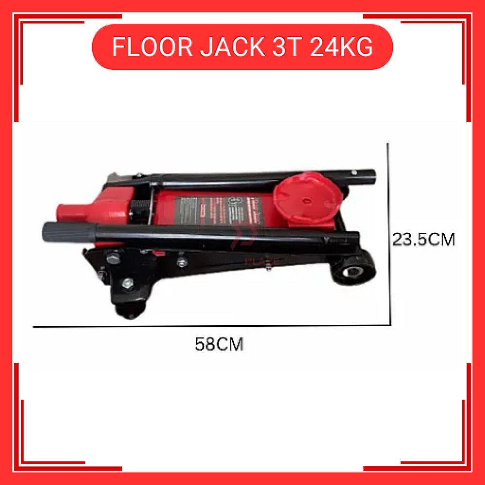 Floor Jack 3T 24KG Jek Tayar Kereta 3T 24KG Hydraulic Jack Kereta